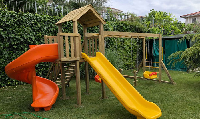 AHŞAP OYUN PARKI SPİRAL KAYDIRAKLI | Yıldız Park Ahşap Ürünleri